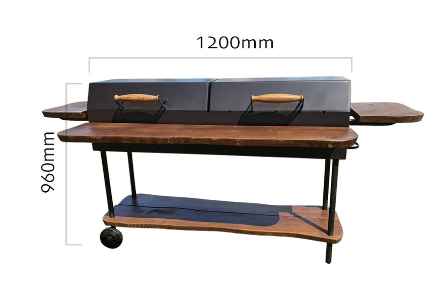 Hiiligrilli iso, kahdella hiililaatikolla