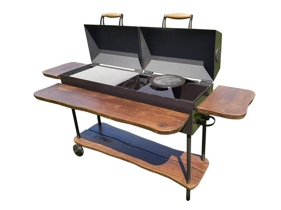 Hiiligrilli iso, kahdella hiililaatikolla